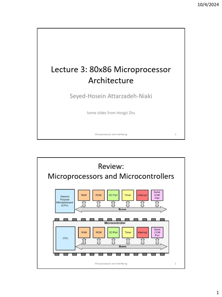 Lecture3-80x86 Microprocessor Architecture | PDF | Input/Output | Central Processing Unit
