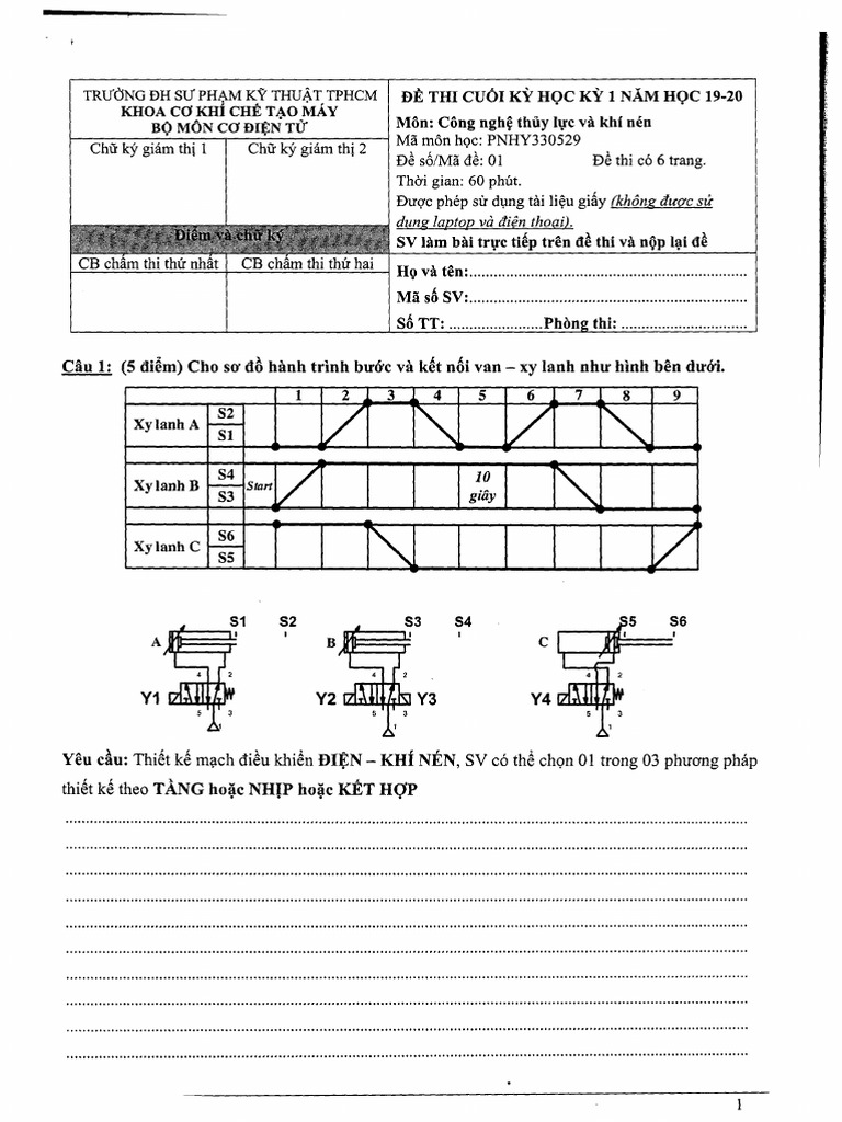 De Thi Congnghe Thuy Luc Khi Nen Pnhy330529 | PDF | Hydraulics | Gas Technologies