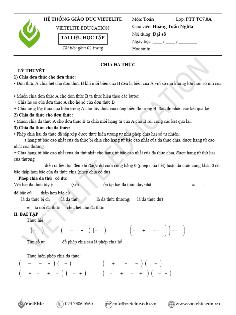 TC7.0A - Chia Đa TH C | PDF