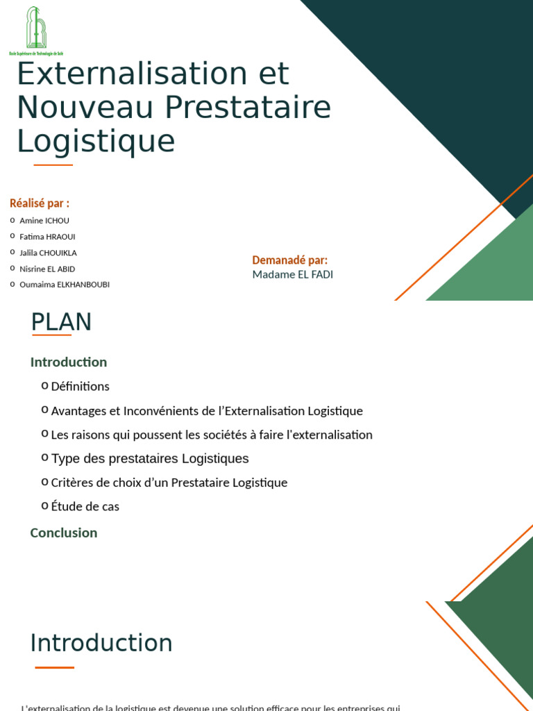 Externalisation Et Nouveau Prestataire Logistique. | PDF | Sous ...