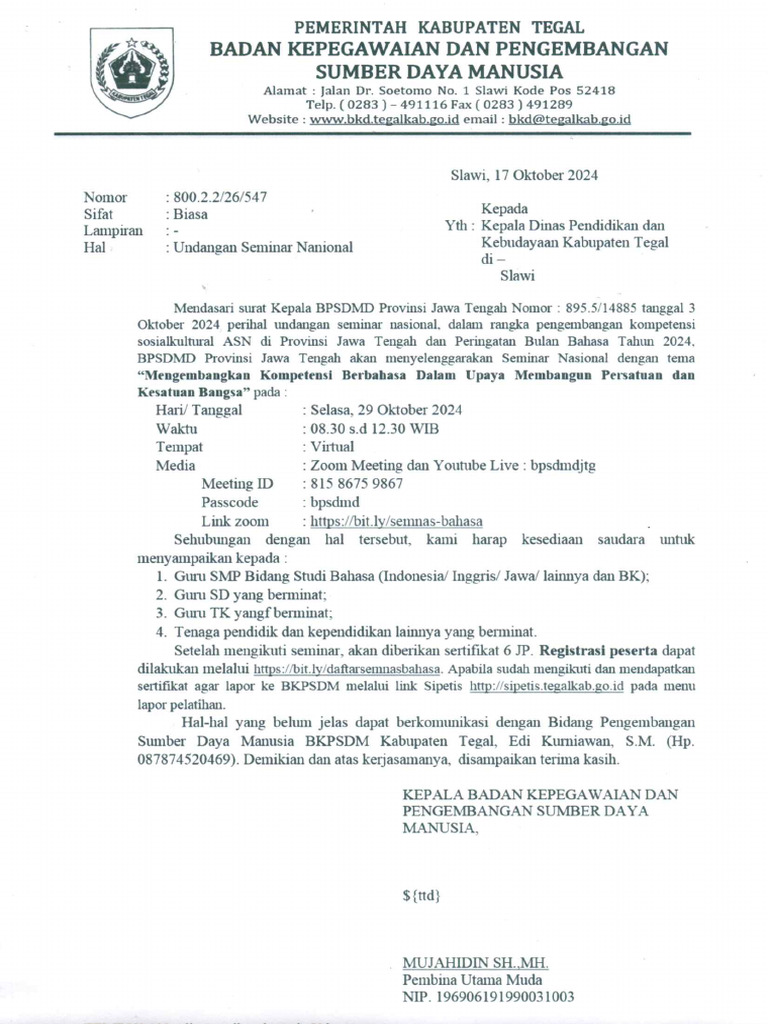 Undangan Seminar Nasional | PDF