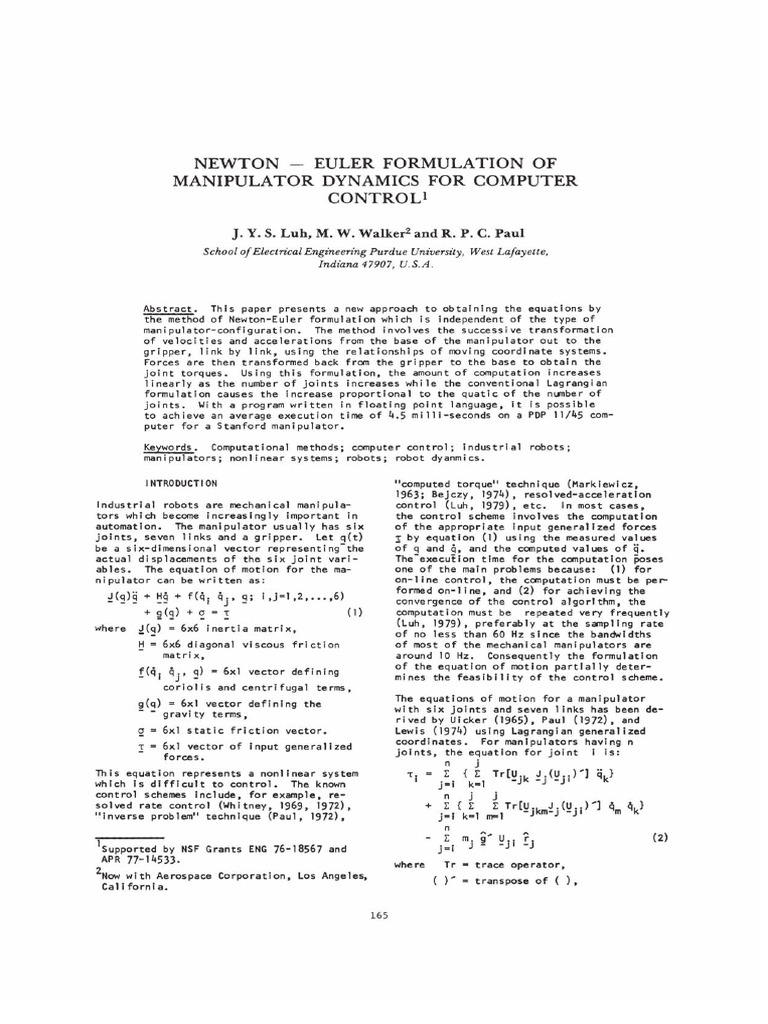 Luh 1979 | PDF | Matrix (Mathematics) | Velocity