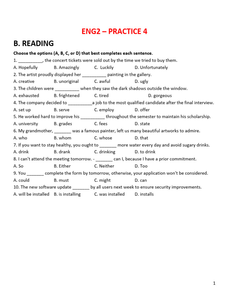 Eng2 - Practice 4 | PDF