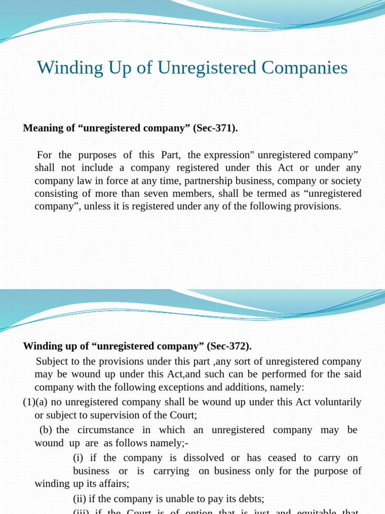 Winding Up of Unregistered Companies | PDF | Liquidation | Secondary Liability