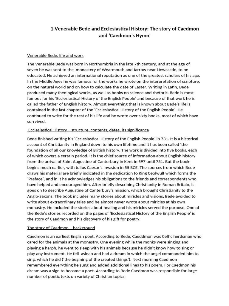 Venerable Bede and Ecclesiastical History | PDF | Poetry | Bede
