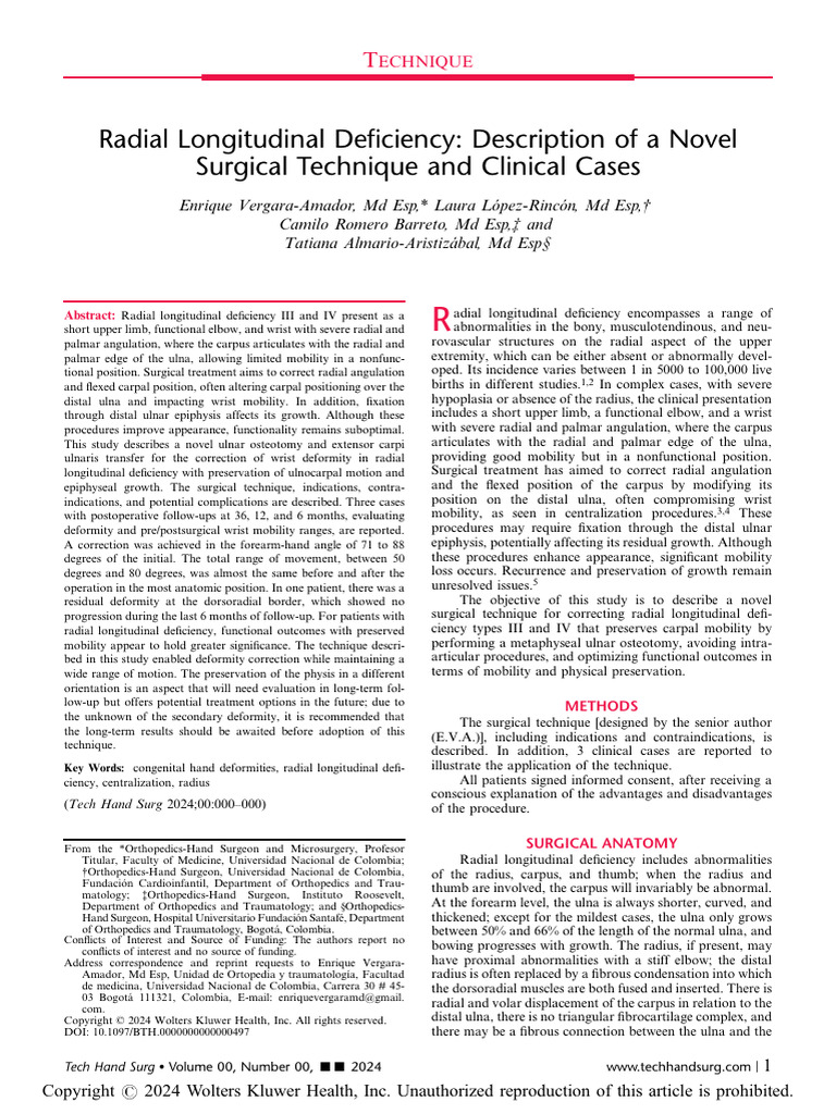 Radial Longitudinal Deficiency Description of A.113 | PDF ...