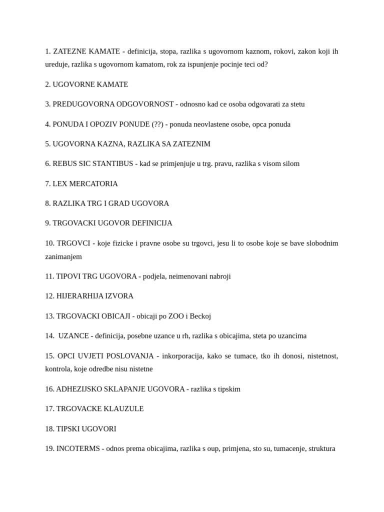 Pitanja Trgovacko | PDF