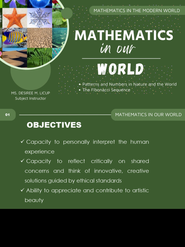 Lesson 1 - Mathematics in Our World | PDF | Pattern | Consonant