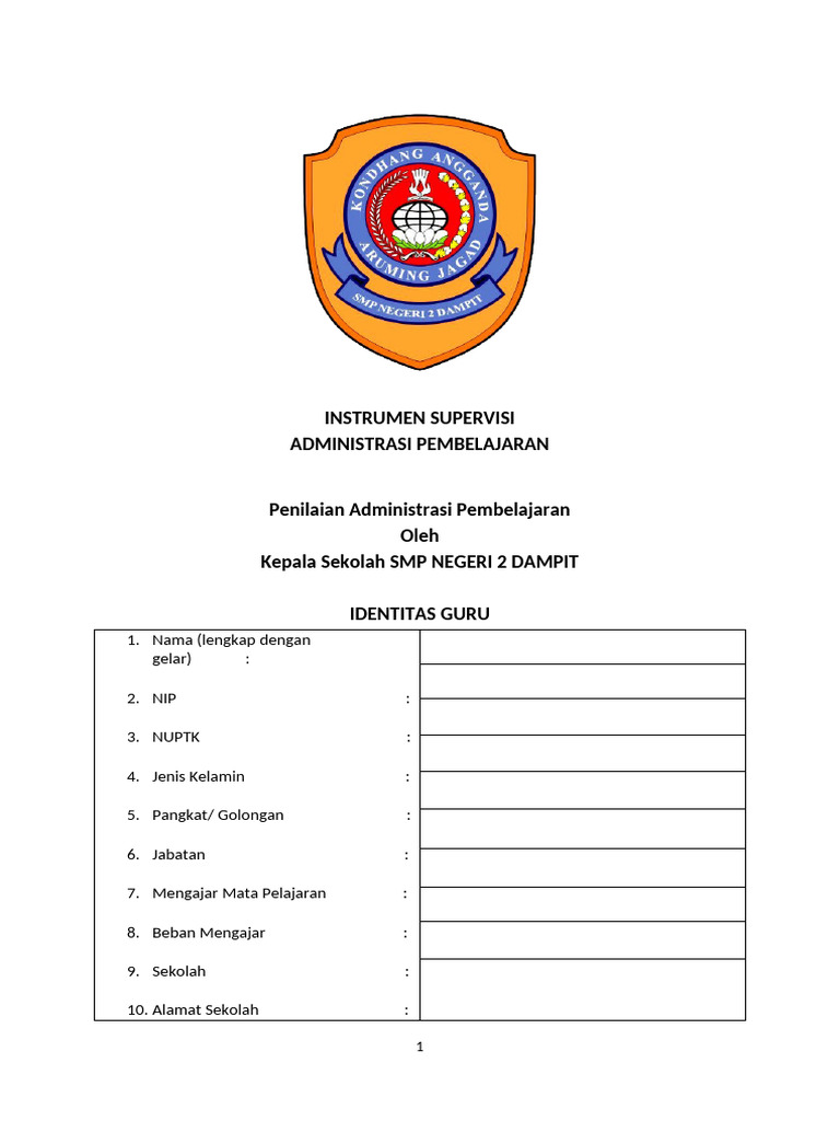 Instrumen Supervisi | PDF