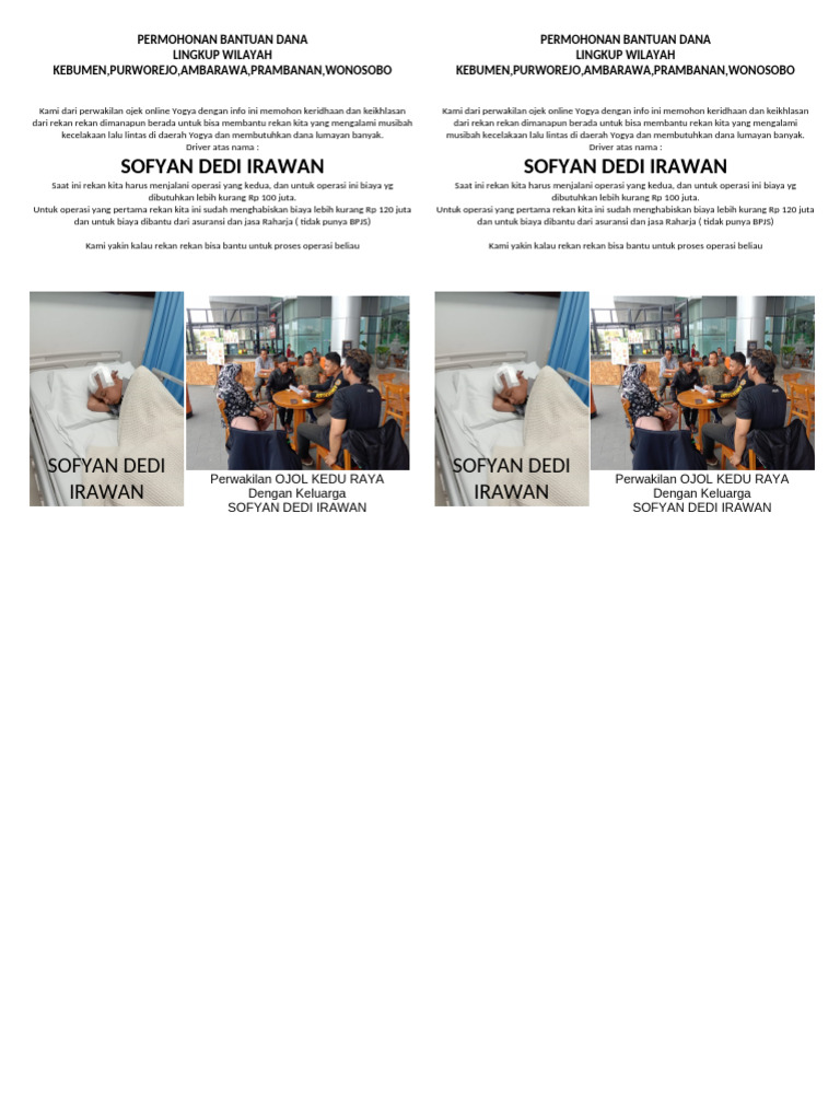 Bantuan Dana untuk Sofyan Dedi | PDF