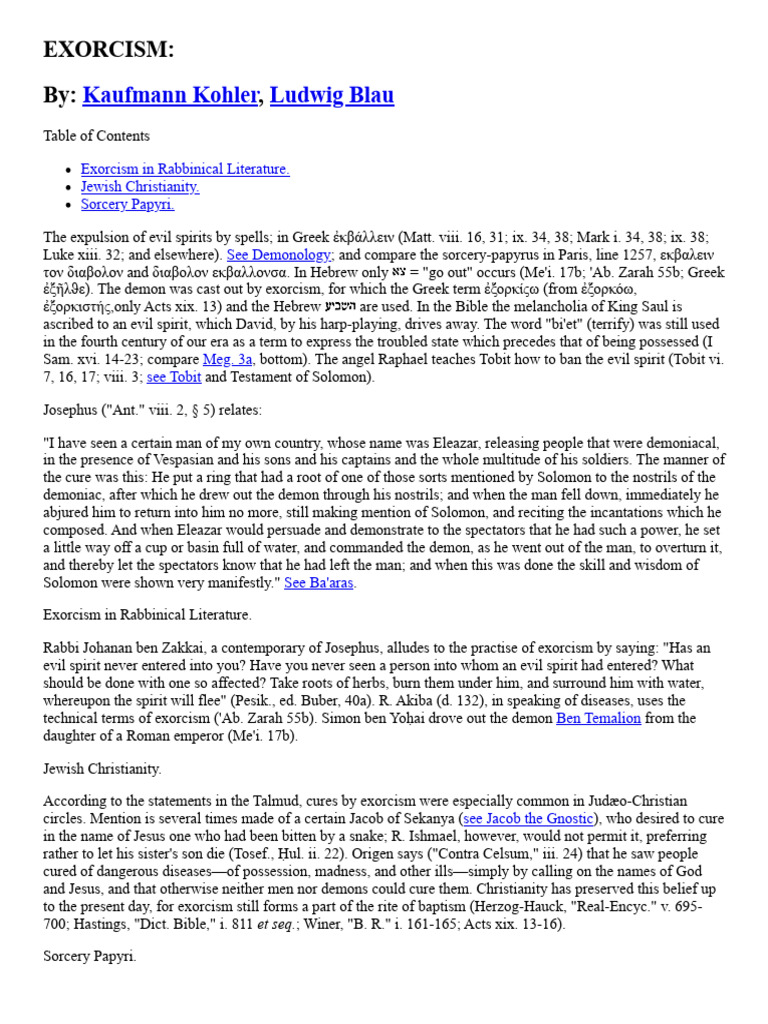 Exorcism in Jewish Tradition | PDF | Demons | Exorcism