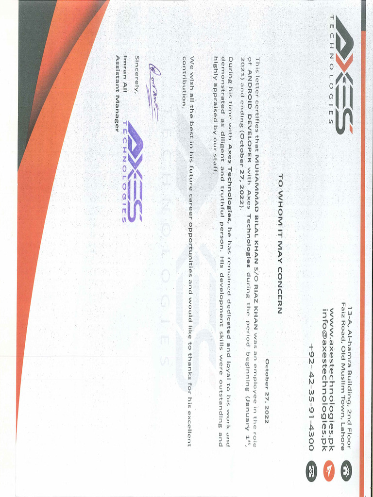 AXES Experience Letter | PDF