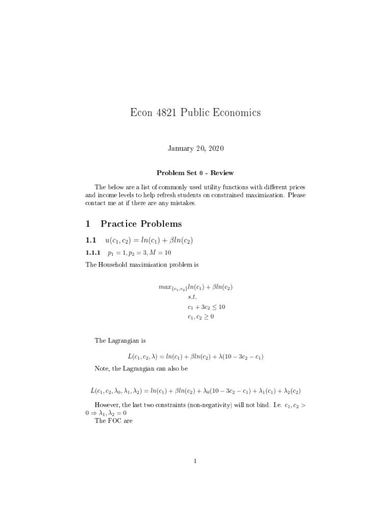 PP1 ConstrainedOptimization WillSpeagle | PDF | Mathematical Physics | Mathematical Objects