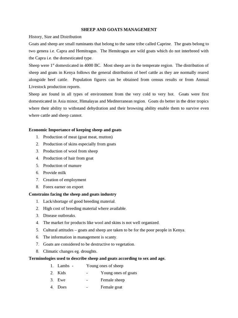 Sheep and Goats Management-1-1 | PDF | Sheep | Goat