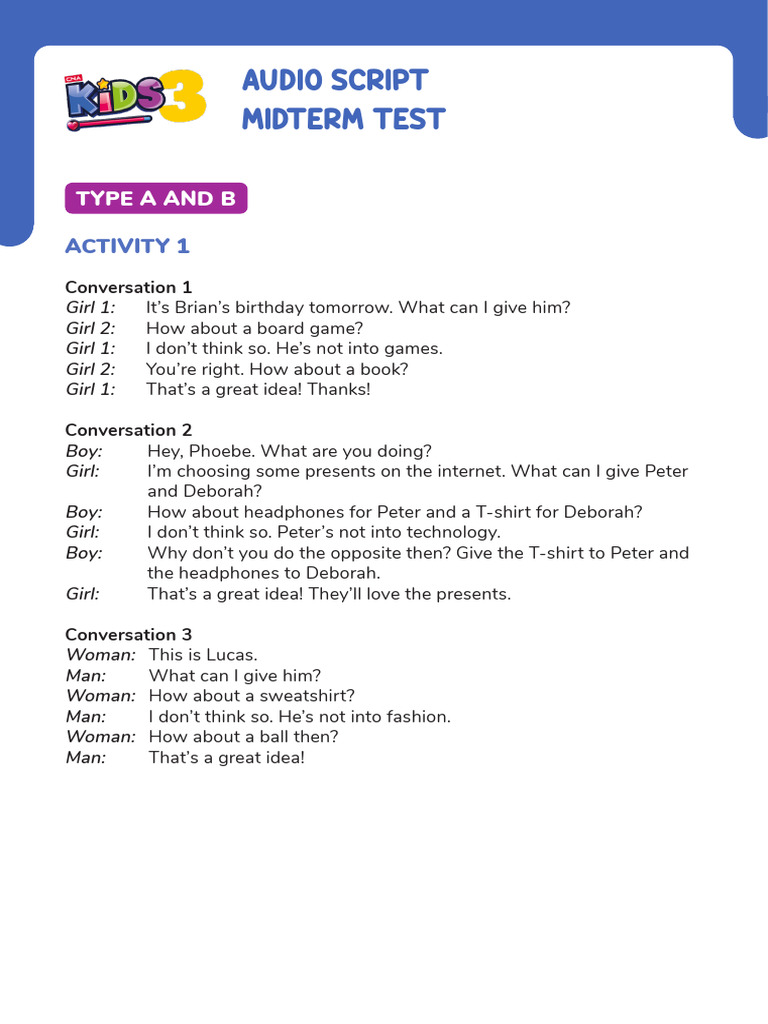 CNAKids3 AudioScript | PDF