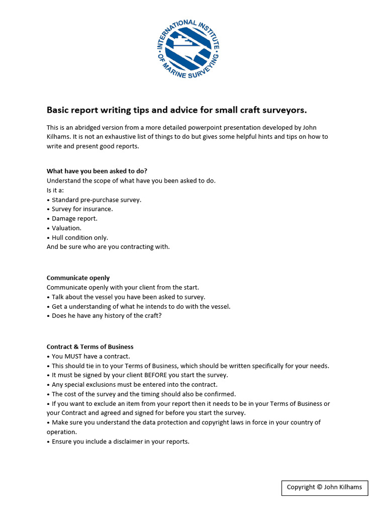 Craft Survey Report Writing Tips | PDF | Duty Of Care | Tort
