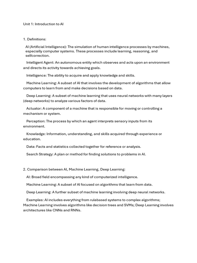 Ai Notes | PDF | Machine Learning | Artificial Intelligence