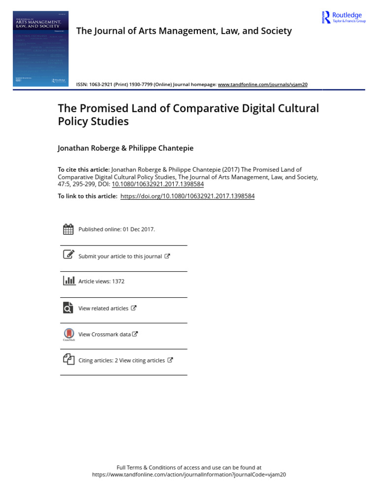 The Promised Land of Comparative Digital Cultural Policy Studies (2017 ...