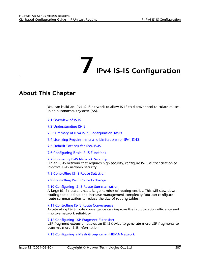 01-07 IPv4 IS-IS Configuration | PDF | Ip Address | Router (Computing)