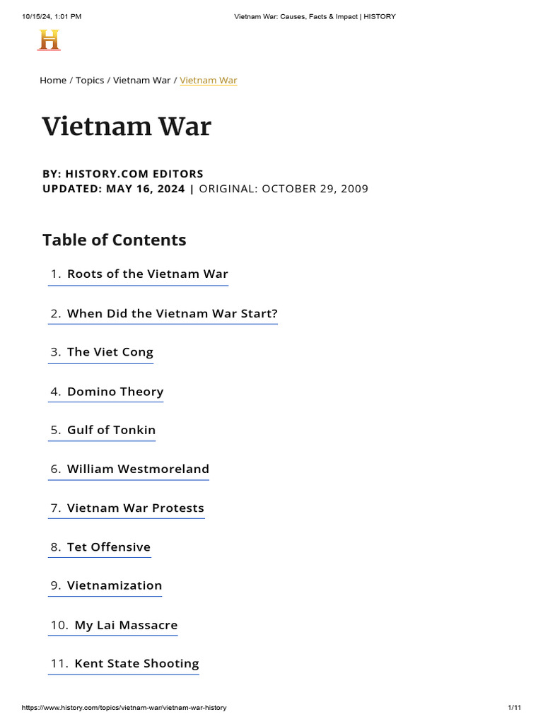 Vietnam War - Causes, Facts & Impact - HISTORY | PDF | Vietnam War ...