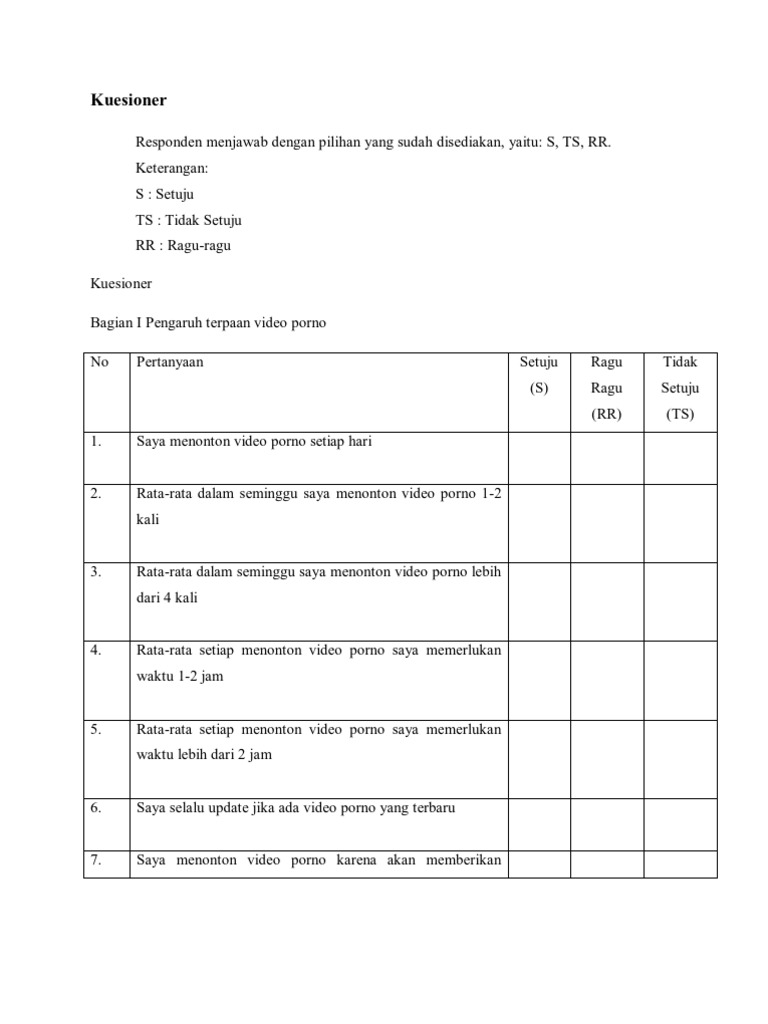 Tabel Kuesioner | PDF