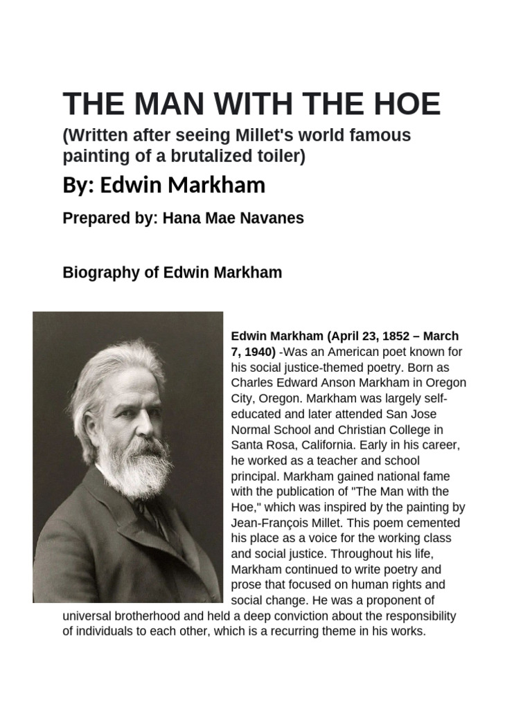 Markham's "The Man with the Hoe" Analysis | PDF | Classics