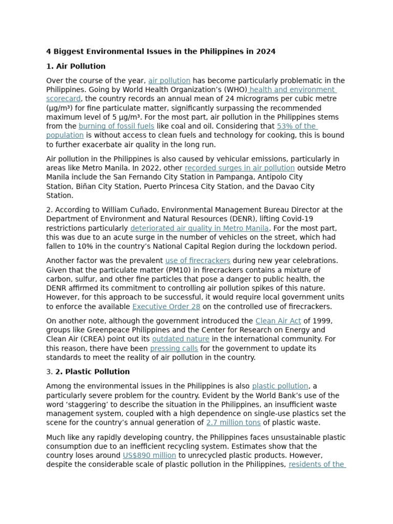 Biggest Environmental Issues in The Philippines in 2024 | PDF | Sea ...