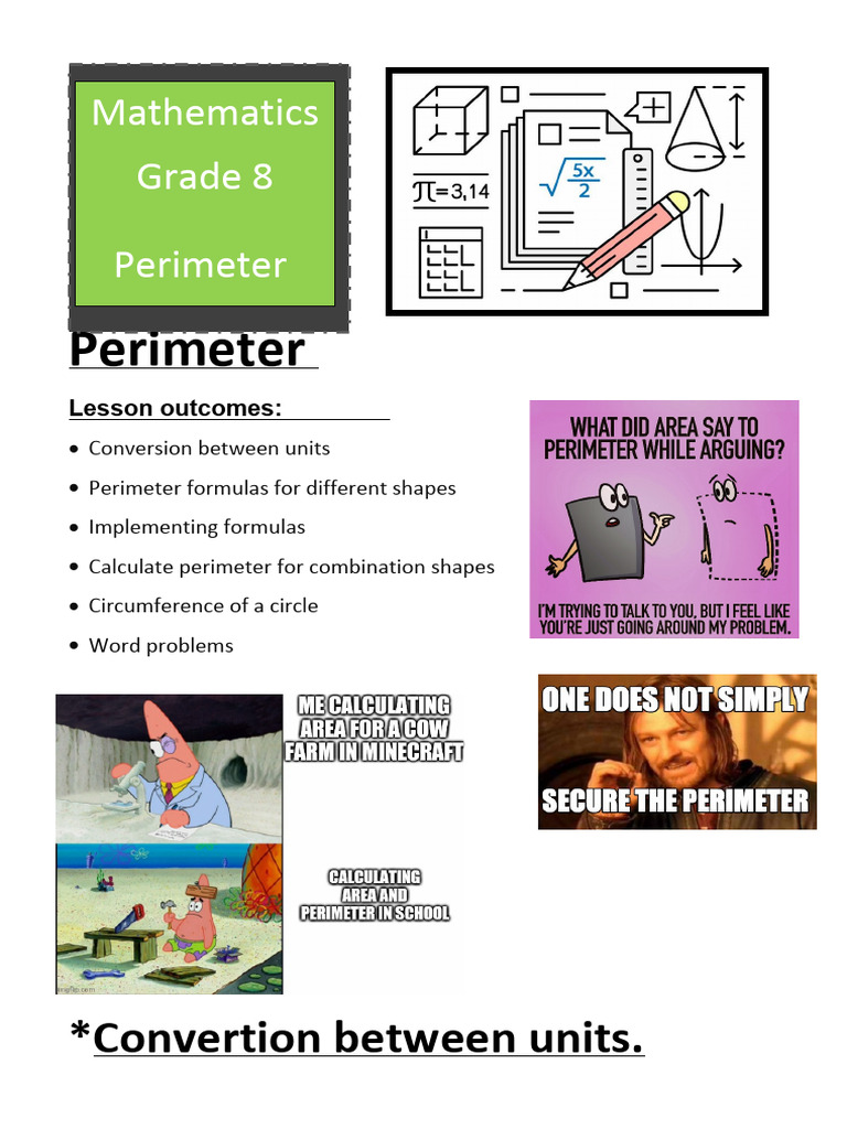 Fri 8maths 14 Summary Perimeter | PDF