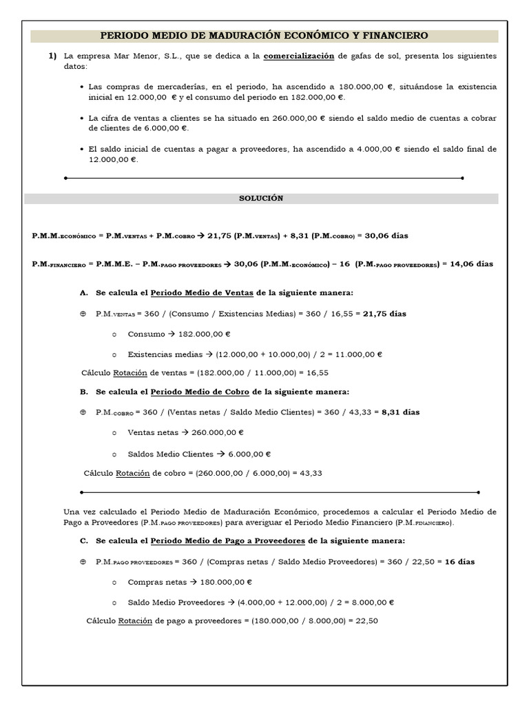 Sol - Ejs. P.M.M.E y P.M.F - Ficha | PDF | Economias | Negocios económicos