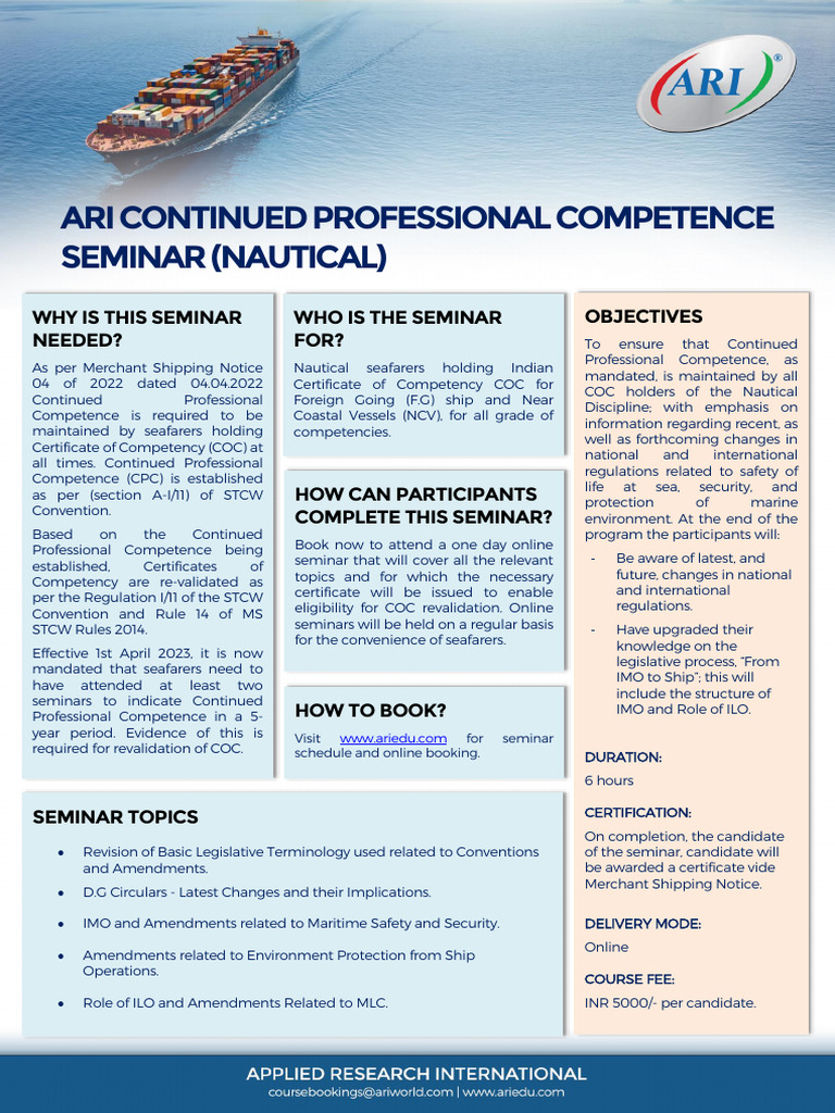 ARI - Continued Professional Competence - Flyer | PDF | Sailor | Water ...