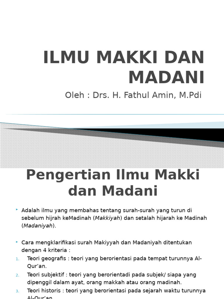 Ilmu Makki Dan Madani | PDF