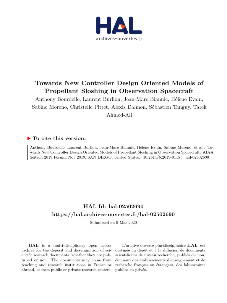 Propellant Sloshing Models for Spacecraft | PDF | Computational Fluid ...