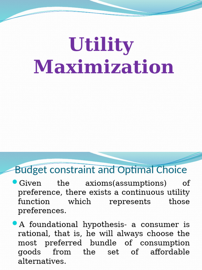 P2 Utility Maximization Pdf Utility Mathematical Optimization