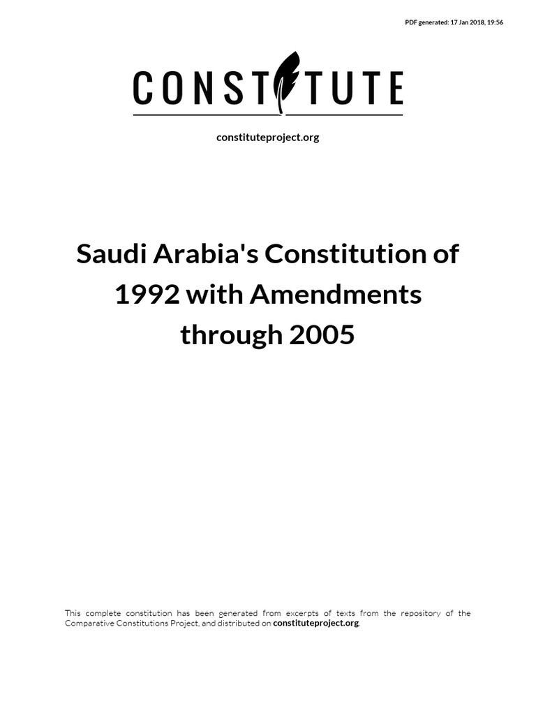Saudi Arabia Constitution 1992 (Rev. 2005) | PDF | Sharia | Treaty