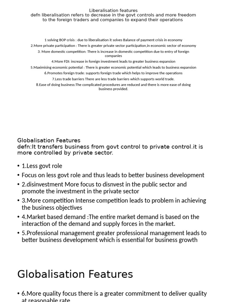 Liberalisation, Privatisation and Globalsn Features | PDF | Globalization | International Trade