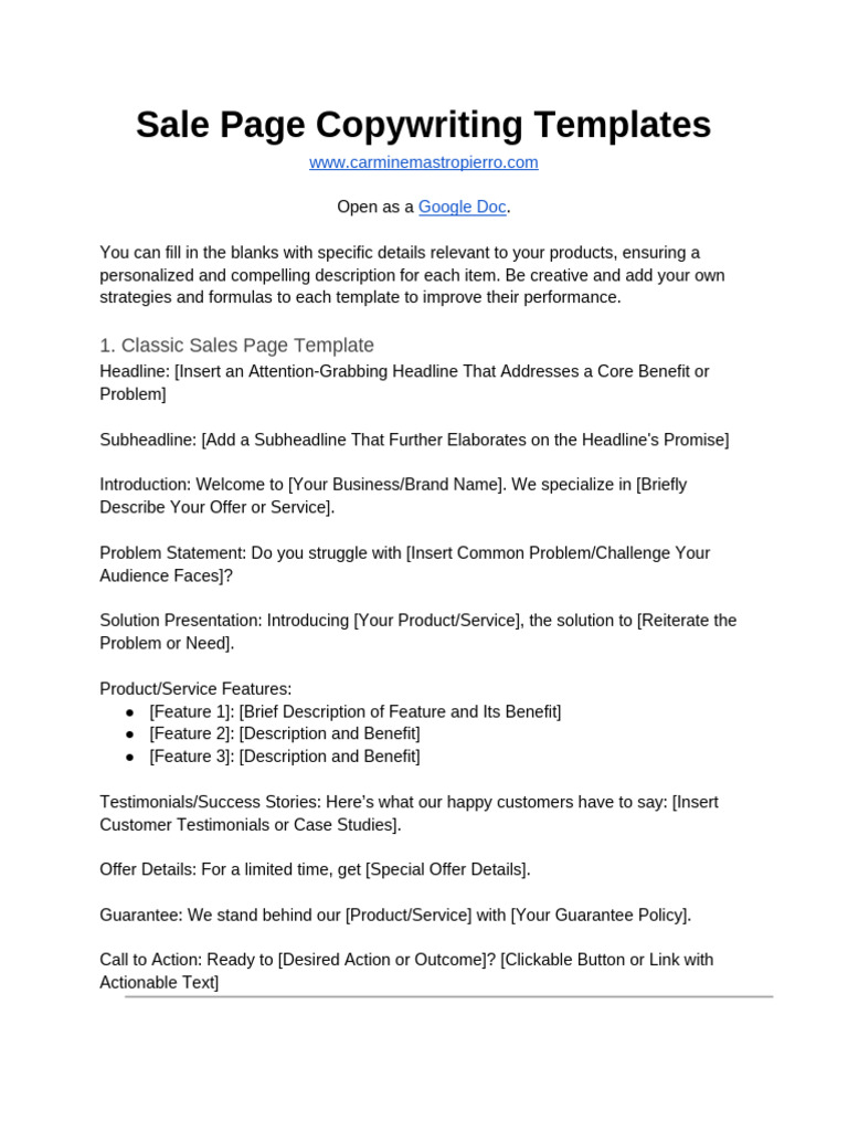 Copywriting Templates for Marketers | PDF | Brand