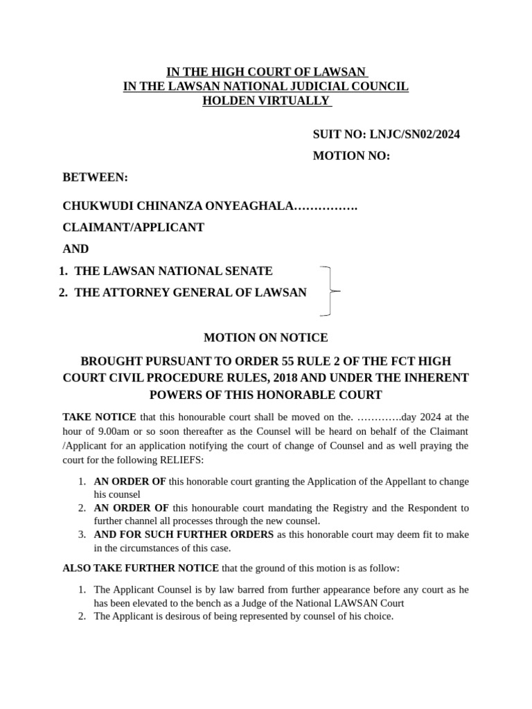 Motion for Change of Counsel in Lawsan | PDF | Common Law | Judiciaries