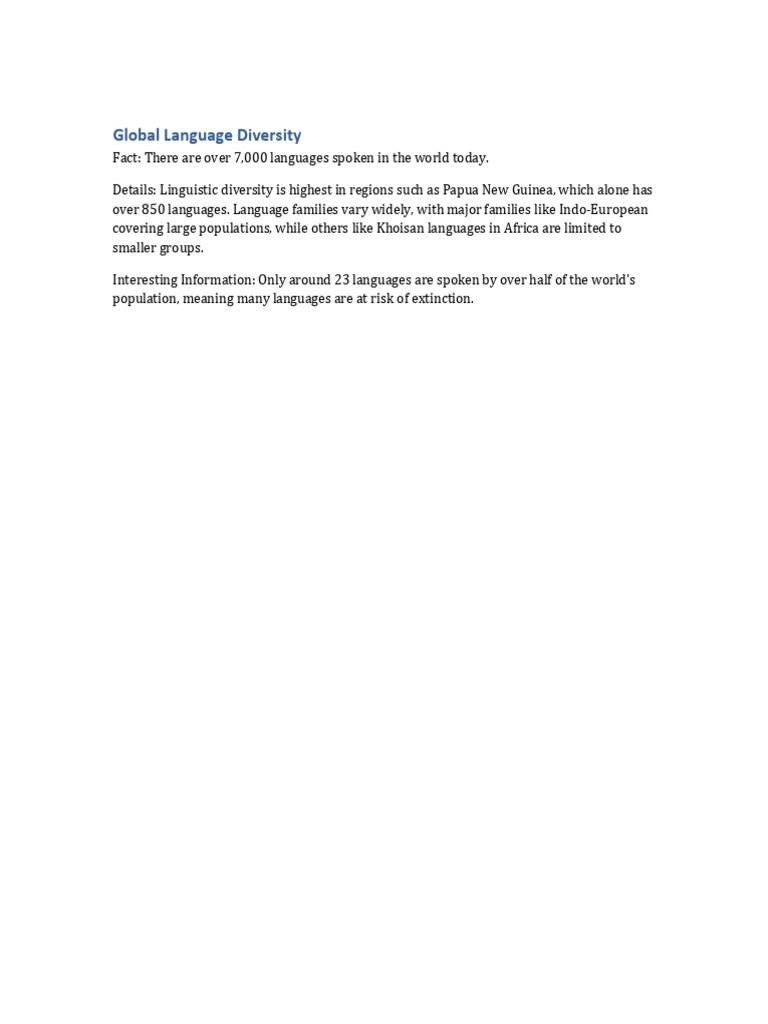 Global Language Diversity | PDF | Language Arts & Discipline