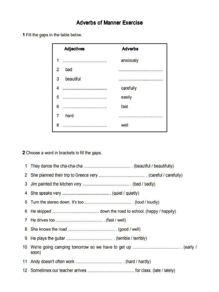 Adverbs of Manner | PDF