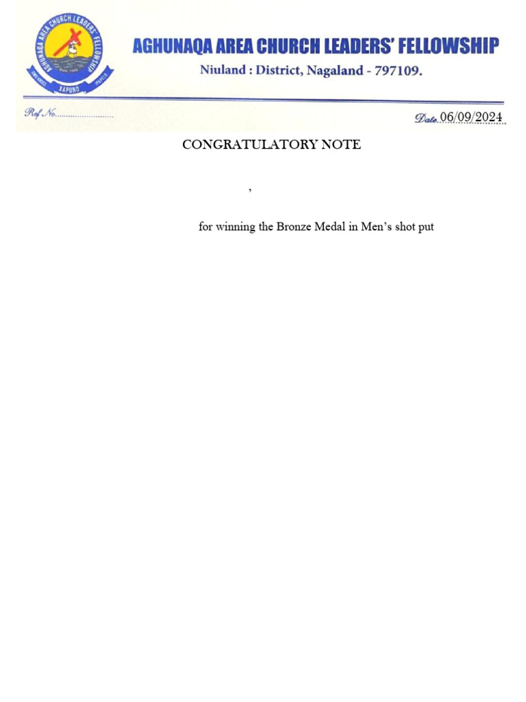 Congratulation Note1 | PDF | Sports & Recreation