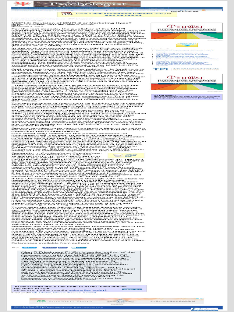 Mmpi 3 | PDF | Psychological Concepts | Behavioural Sciences