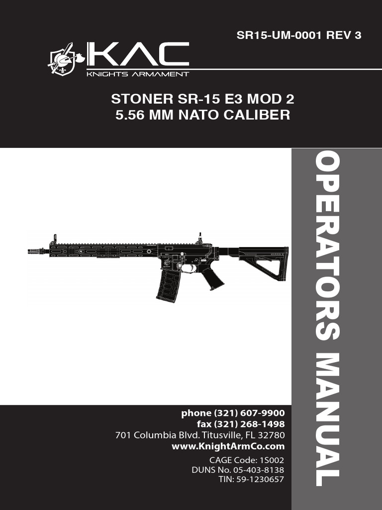 Knight's Armament - SR15 - Operator's Manual - 2020 | PDF | Trigger (Firearms) | Magazine (Firearms)