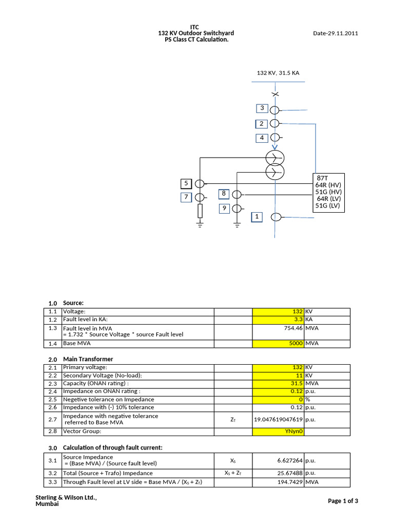 132 KV Switchyard CT Calculation | PDF | Electronic Engineering | Quantity