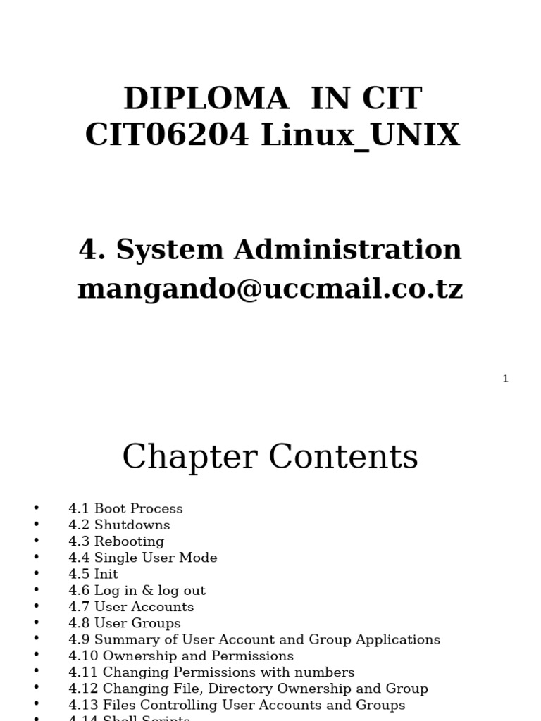 CIT 06204 Linux - 4 - System Administration | PDF | Booting | Operating System