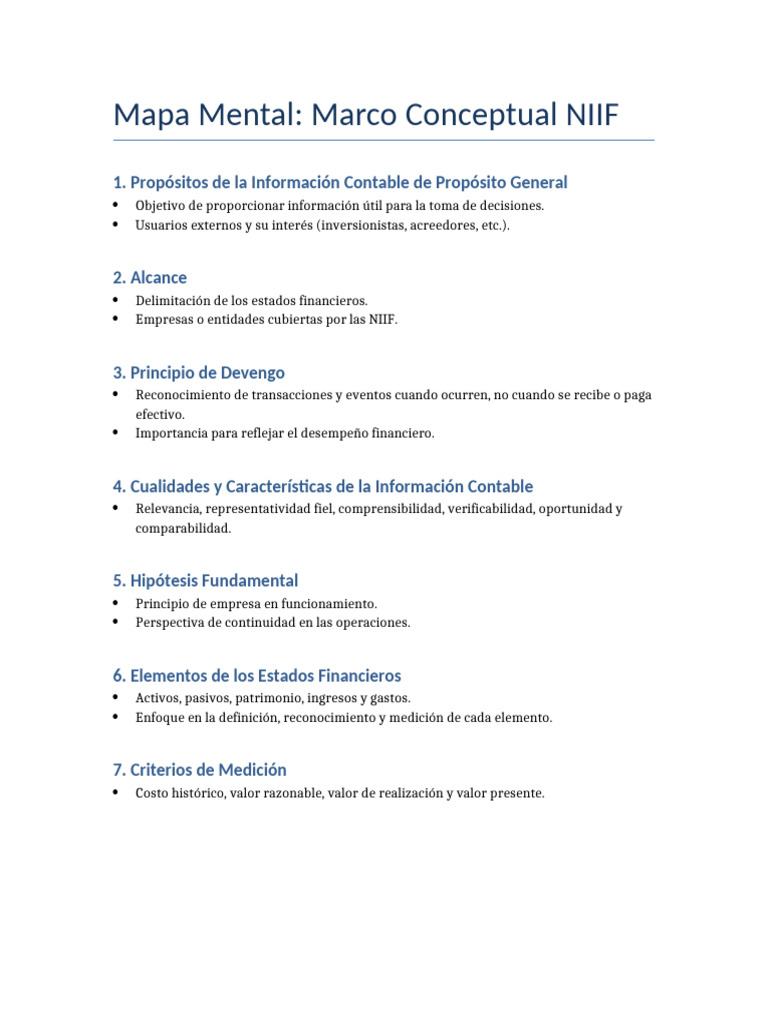 Mapa Mental Marco Conceptual NIIF | PDF | Finanzas y dinero