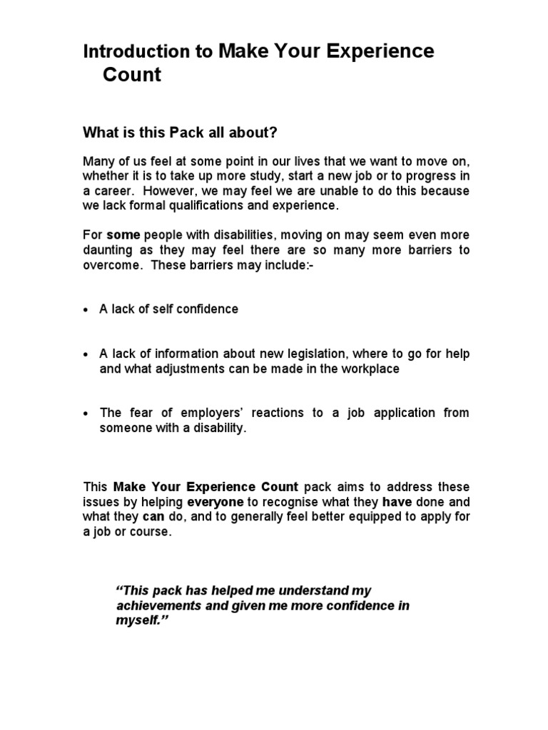 Make Your Experience Count: Introduction To | PDF | Negotiation ...