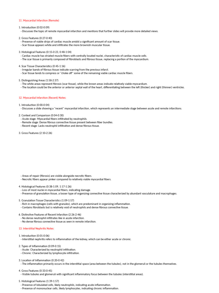 Myocardial Infarction Pathology Notes | PDF | Cardiac Muscle | Lung
