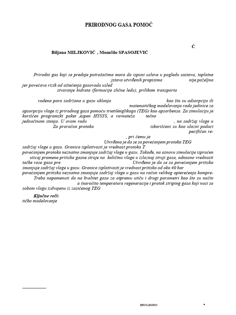 Apsorpcija Vlage Iz Prirodnog Gasa Pomoću Trietilenglikola | PDF