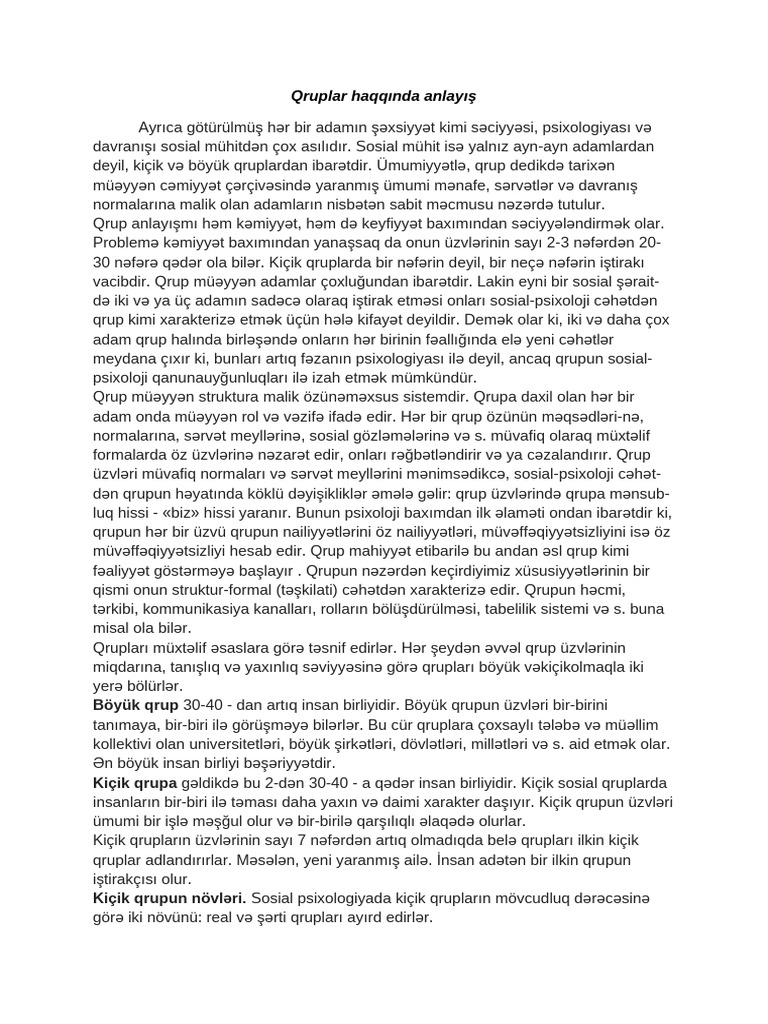Qruplar Haqqinda | PDF