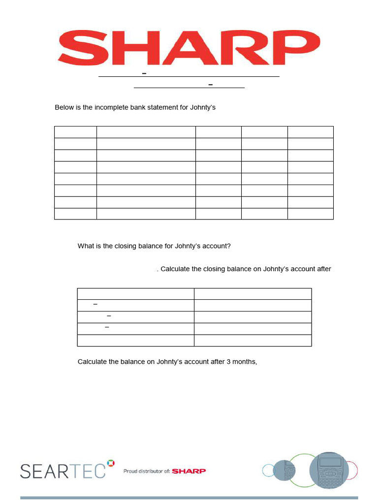 Worksheet 6 Financial Documents and Tariff Systems Grade 11 Math ...